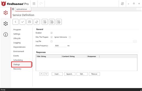 Firedaemon Pro Users Guide New Edit Service Dialogs Tab