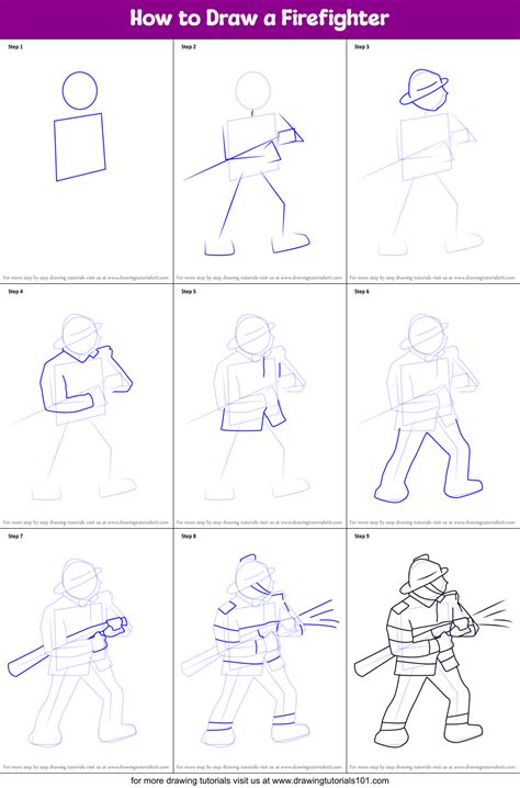 How To Draw A Firefighter Other Occupations Step By Step DrawingTutorials101 Com