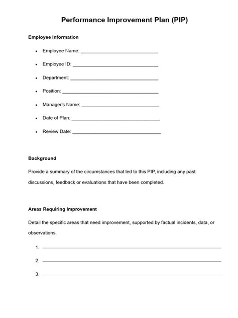 Performance Improvement Plan Pdf Template Pdf