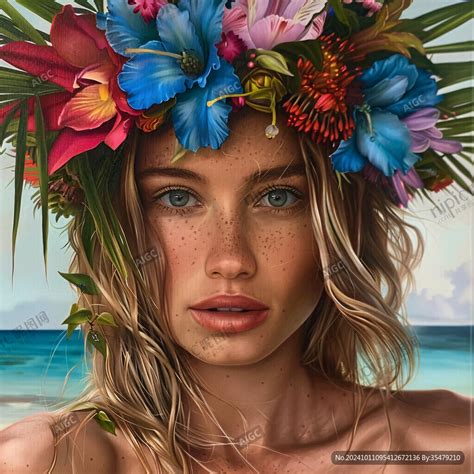 Ai创作图插画 质感合成风 美女插画海报 数字美女插画 热带风少女图案设计 美女创意海报 植物美女手绘装饰画 数字肖像插画 写实美女 夏日少女插画 写实少女 人物肖像 美女潮流插画nipic