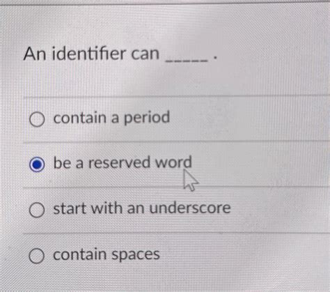 solved an identifier cancontain a periodbe a reserved