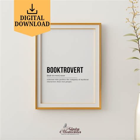 Funny Booktrovert Definition Printable Wall Art Booktrovert Digital