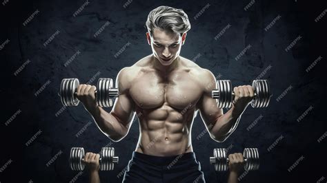 Premium Photo Handsome Shirtless Man With Stylish Hair And Muscular Ectomorph Body Doing The