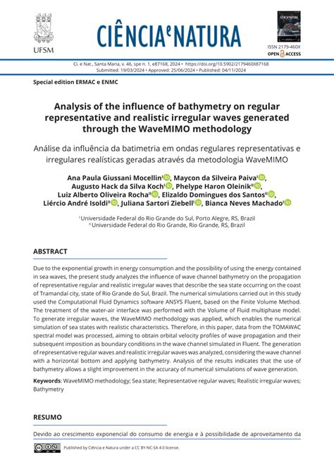 Pdf Analysis Of The Influence Of Bathymetry On Regular Representative And Realistic Irregular