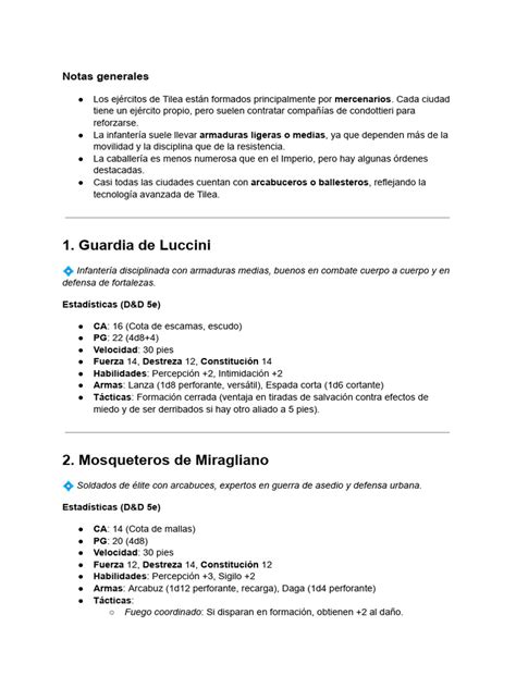 Combatientes De Tilea Dnd5 Pdf Caballería Infantería
