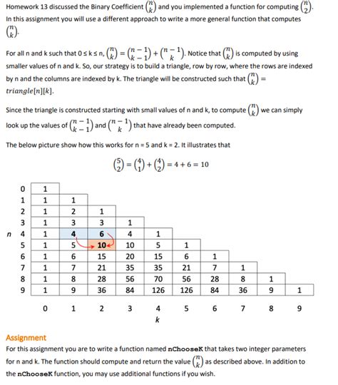Solved Homework 13 Discussed The Binary Coefficient Nk And