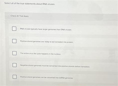 Solved Select All Of The True Statements About Rna