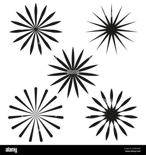 Abstract Starburst Patterns Black Radial Shapes Geometric Vector Design Dynamic Elements