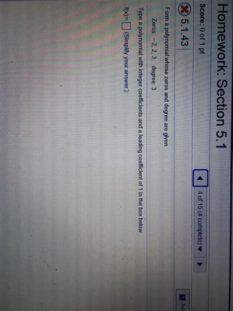 Solved Homework Section 5 1 1 Score 0 Of 1 Pt 4 Of 15 4