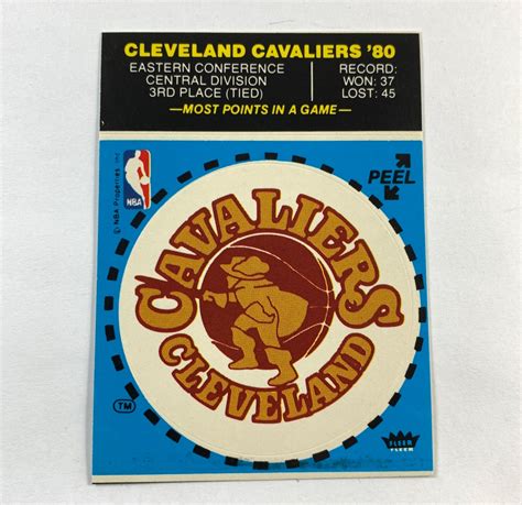 Cleveland Cavaliers 1981 Fleer Basketball Team Sticker Property Room