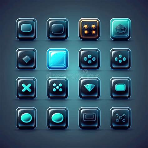 Mobile Square Game Button Ai Generated Stock Illustration