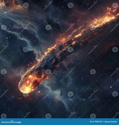Meteor Falling Star Shape On Night Starry Sky Universe Space Science Background Royalty Free