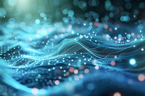 premium photo abstract blue particle wave background