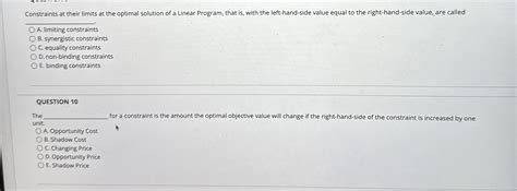 solved constraints at their limits at the optimal solution