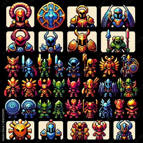 Rpg Titans Pixel Art Icons In A Spritesheet Stock Illustration Adobe