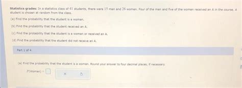 Solved Statistics Grades In A Statistics Class Of 41