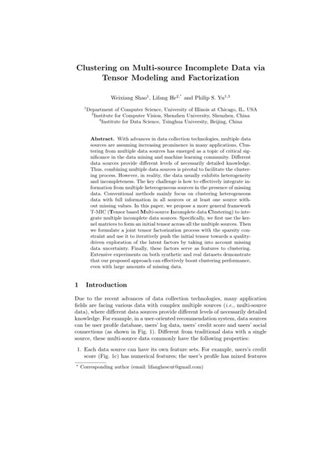 Pdf Clustering On Multi Source Incomplete Data Via Tensor Modeling