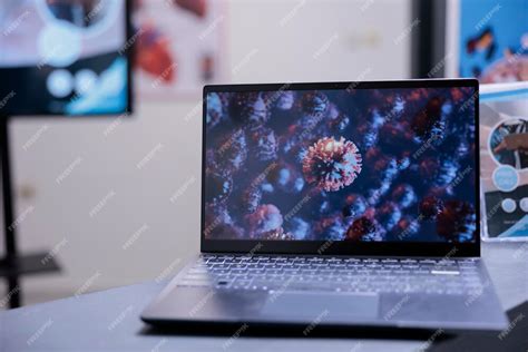 Premium Photo Close Up Of Computer Screen Showing Microscopic Images