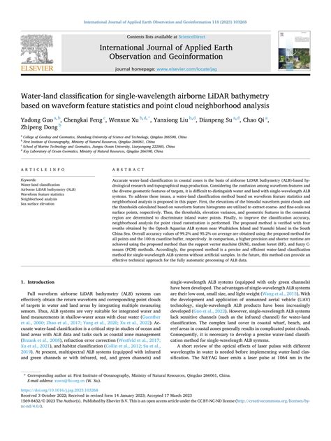 pdf water land classification for single wavelength airborne lidar