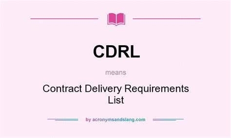 CDRL Contract Delivery Requirements List In Undefined By AcronymsAndSlang Com