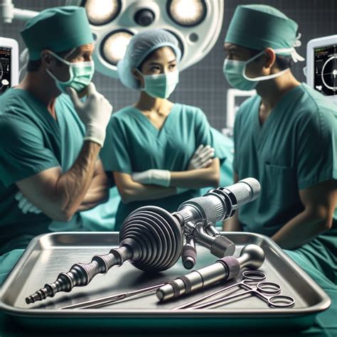 Surgery Scene With Cystoscope And Two Surgeons Ai Art Generator