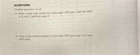 solved 1 draw a single logic symbol for a three input and