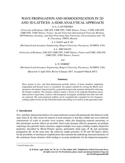 Pdf Wave Propagation And Homogenization In 2d And 3d Lattices A Semi