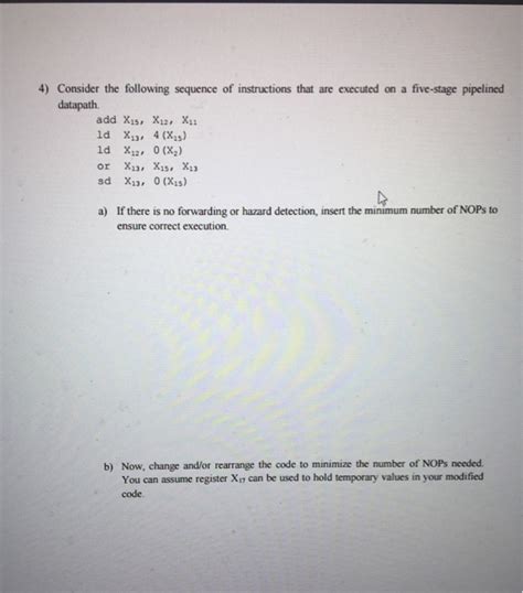 Solved 4 Consider The Following Sequence Of Instructions