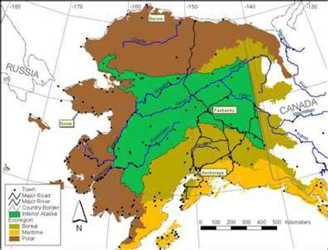 Delineation Of Interior Alaska In Green Based On The Boreal Ecoregion