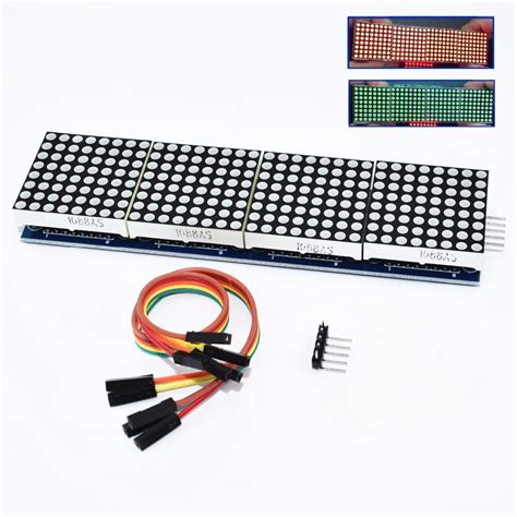 Max7219 Dot Matrix Module Microcontroller 4 In One Display With 5p Line 4 In 1 Redgreen