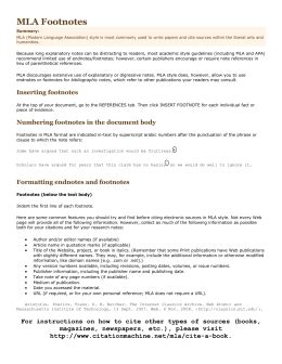 MLA Footnotes And Endnotes