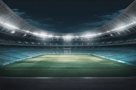 야간 축구 경기장 사진 경기장은 기존 참고 자료를 사용하지 않고 3d로 제작되었습니다 프리미엄 사진