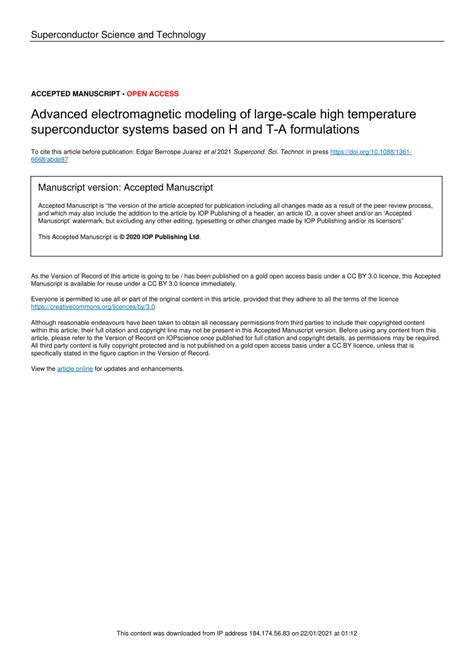 Pdf Advanced Electromagnetic Modeling Of Large Scale High Temperature Superconductor Systems