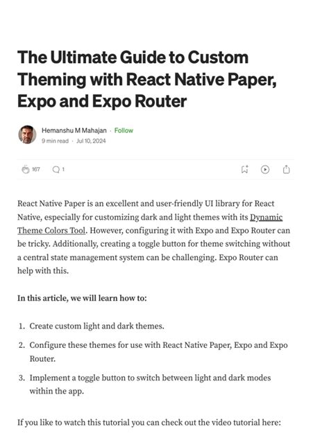 The Ultimate Guide To Custom Theming With React Native Paper Expo And Expo Router By Hemanshu