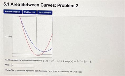 solved 5 1 area between curves problem 2 previous problern