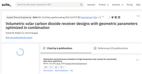 Citation Report Volumetric Solar Carbon Dioxide Receiver Designs With Geometric Parameters