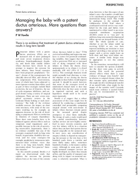 Pdf Patent Ductus Arteriosus