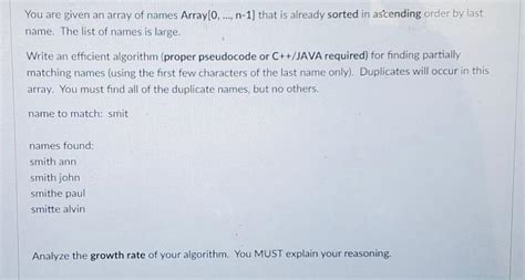 Solved You Are Given An Array Of Names Array N Chegg