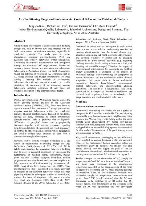Pdf Air Conditioning Usage And Environmental Control Behaviour In Residential Contexts