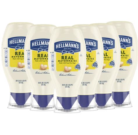 Hellmanns Real Mayonnaise 20 Oz Squeeze Bottle Pack Of 6 Gluten