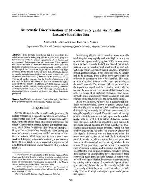 Pdf Automatic Discrimination Of Myoelectric Signals Via Parallel