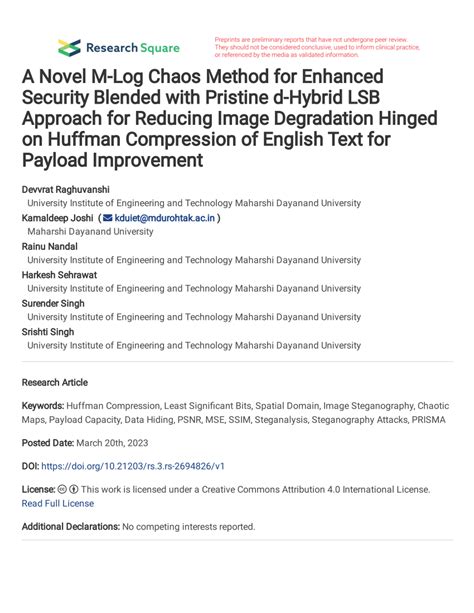 Pdf A Novel M Log Chaos Method For Enhanced Security Blended With