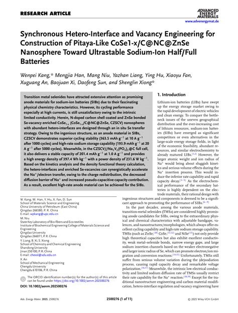 Synchronous Hetero‐interface And Vacancy Engineering For Construction