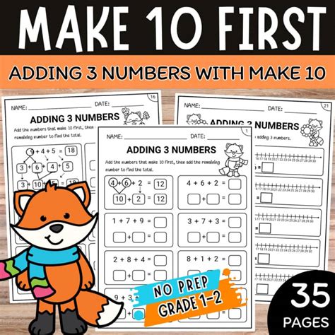 Make 10 First Adding 3 Numbers Worksheets Grade 1 2 Math Practice