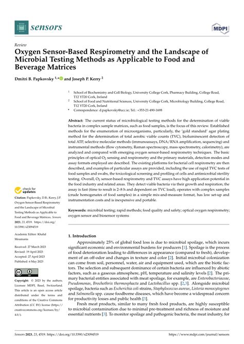 Pdf Oxygen Sensor Based Respirometry And The Landscape Of Microbial