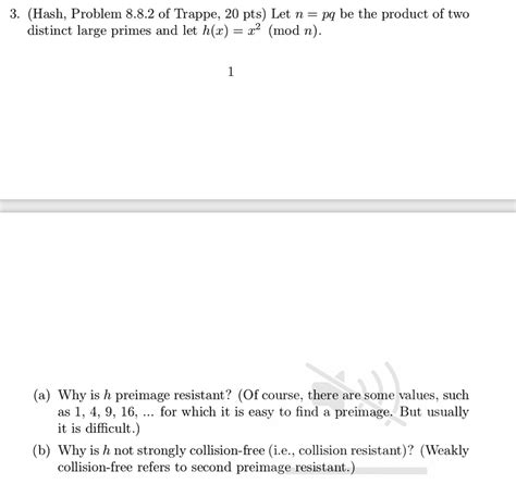 Hash Problem Of Trappe Pts Let N Pq Be The Product Of Two Distinct Large