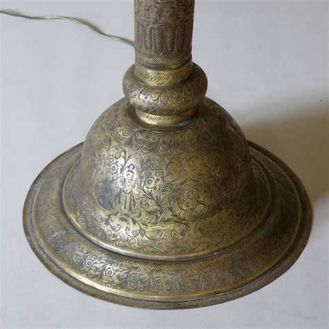 Engraved Brass Oriental Style Floor Lamp France Circa 1940s For Sale
