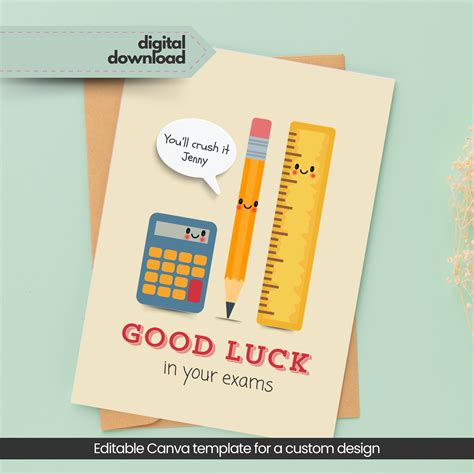 Good Luck Exam Card Printable Instant Download For Tests And