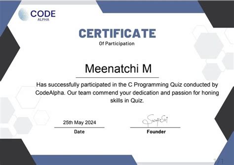 Meenatchi M On Linkedin Codealpha Cprogramming Codingquiz
