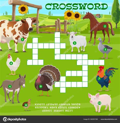 크로스 그리드 수수께끼 당나귀 메추라기나 오리를 십자말풀이 스톡 벡터 ©seamartini 582557390